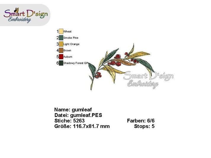 GUM LEAF - AUSTRALIAN BABY ANIMAL Machine Embroidery Design – Smart D ...