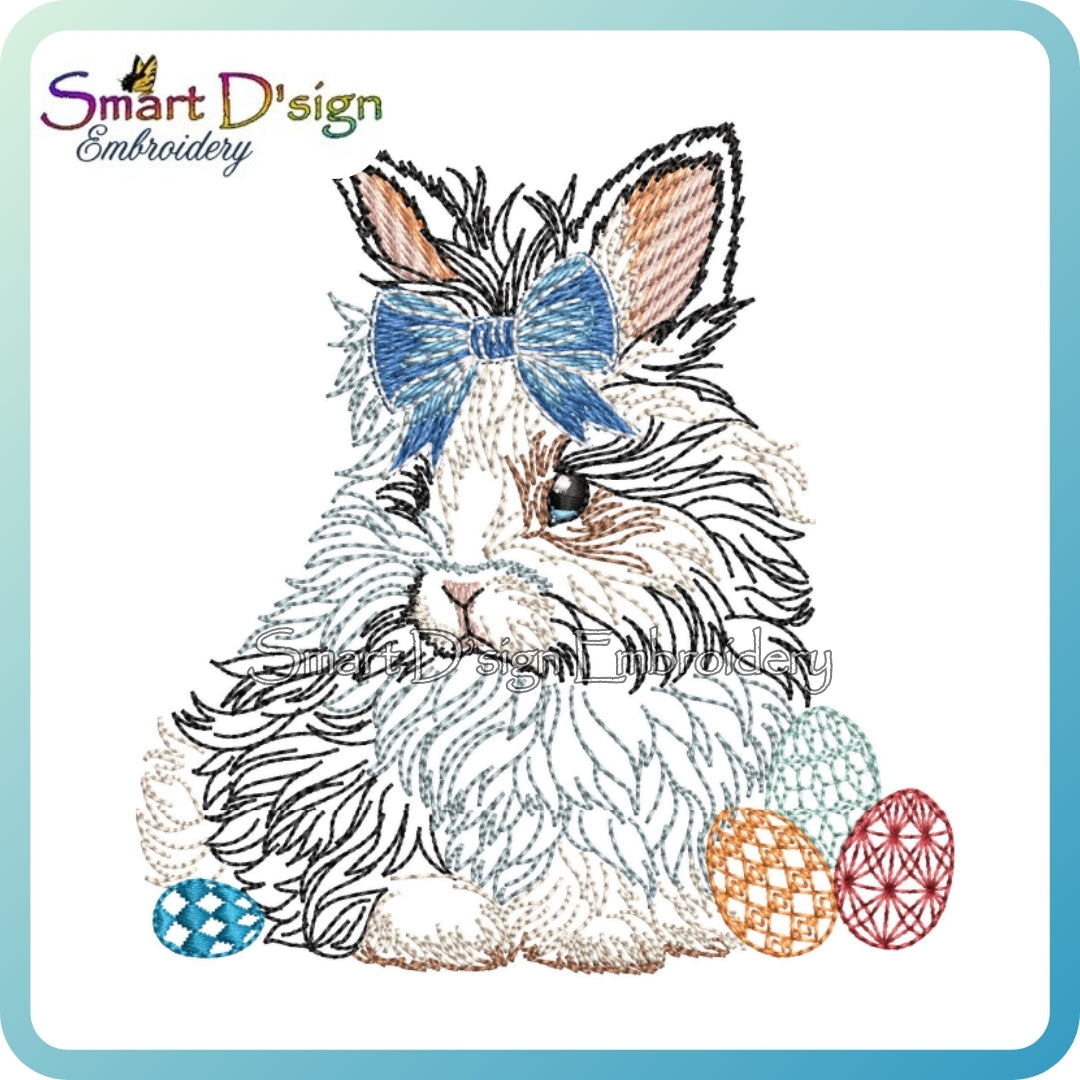 Cute Easter Bunny – Colour Line Art – Smart D'sign Embroidery