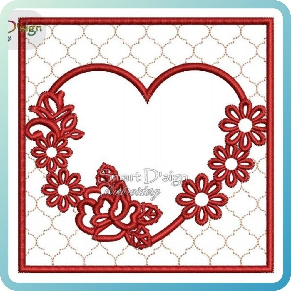 HEART FRAME QUILT SQUARE Machine Embroidery Design – Smart D'sign ...